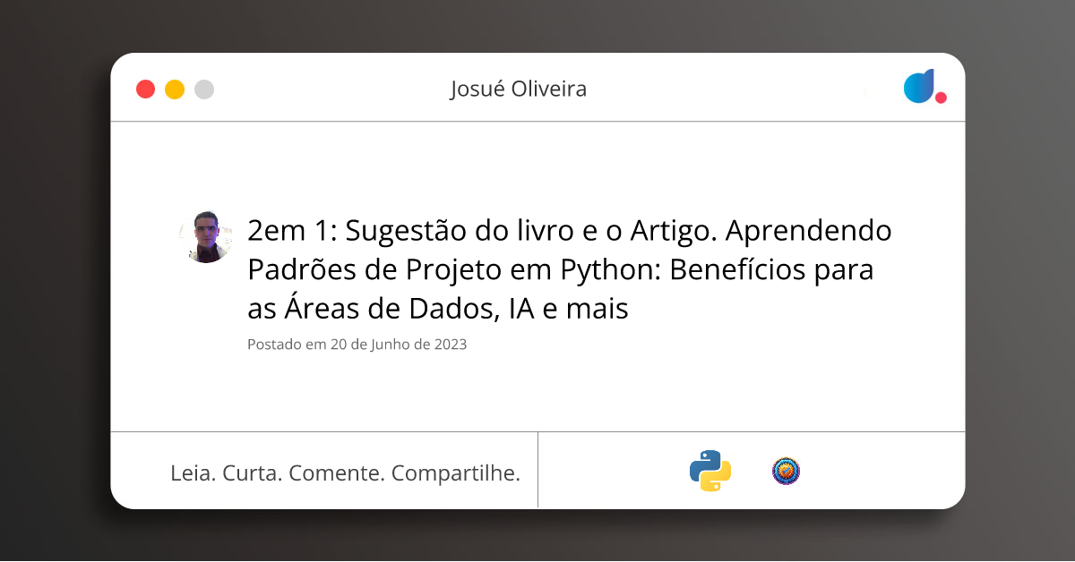 2em 1: Sugestão do livro e o Artigo. Aprendendo Padrões de Projeto em ...
