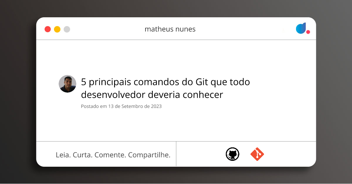 5 principais comandos do Git que todo desenvolvedor deveria conhecer | matheus nunes | GitHub ...