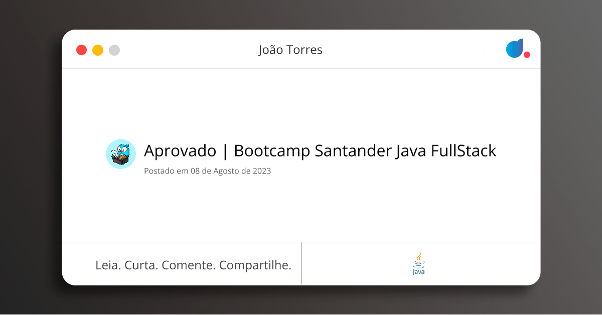 Aprovado | Bootcamp Santander Java FullStack | João Torres | Java | DIO