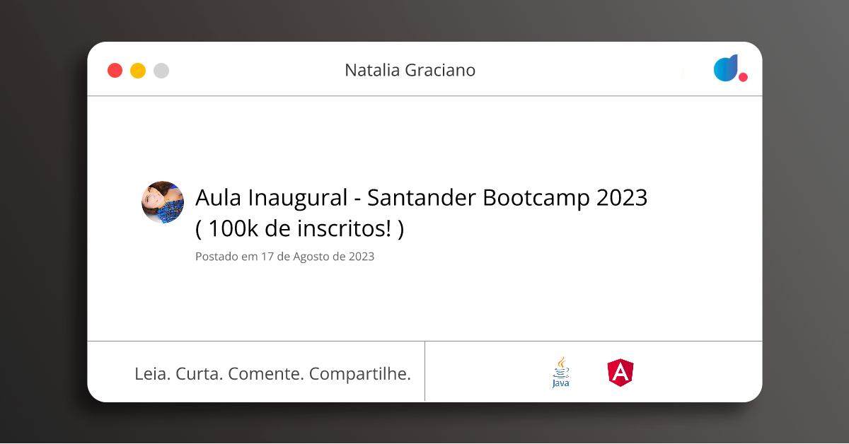 Aula Inaugural - Santander Bootcamp 2023 ( 100k de inscritos ...