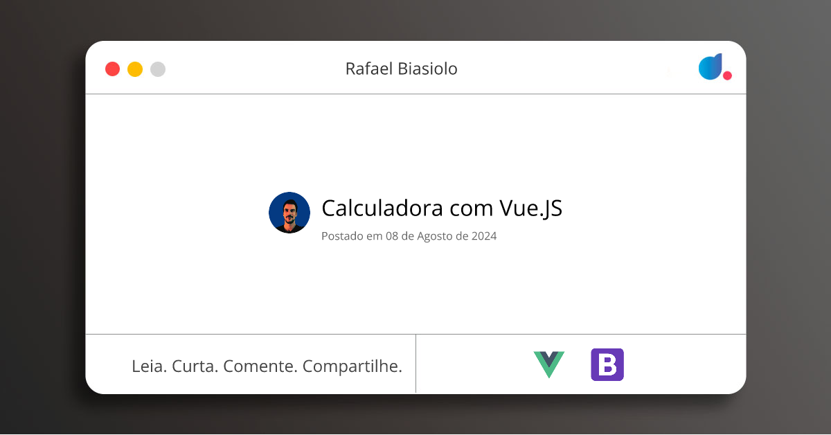 Calculadora Com Vuejs Rafael Biasiolo Vuejs Bootstrap Dio