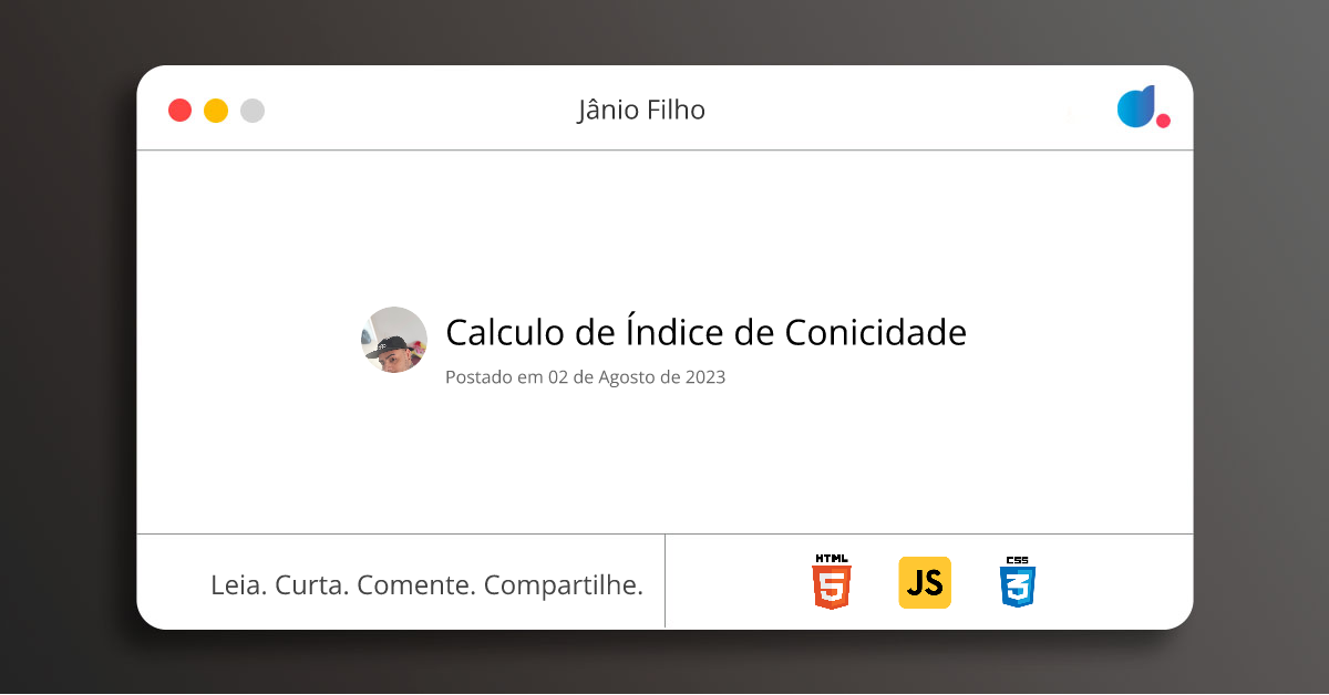 Calculo de Índice de Conicidade | Jânio Filho | HTML | JavaScript | CSS ...