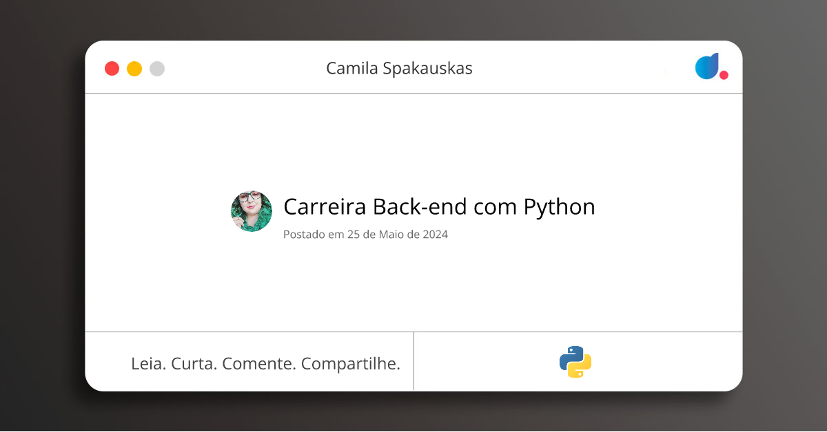 Carreira Back-end com Python | Camila Spakauskas | Python | DIO