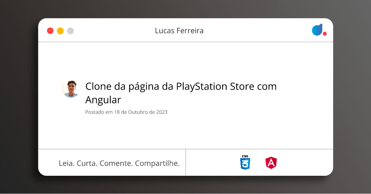 Clone da página da PlayStation Store com Angular | Lucas Ferreira | CSS | Angular | DIO