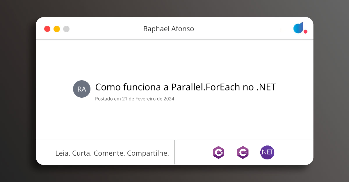 Como funciona a Parallel.ForEach no .NET | Raphael Afonso | C# | C# | .NET | DIO