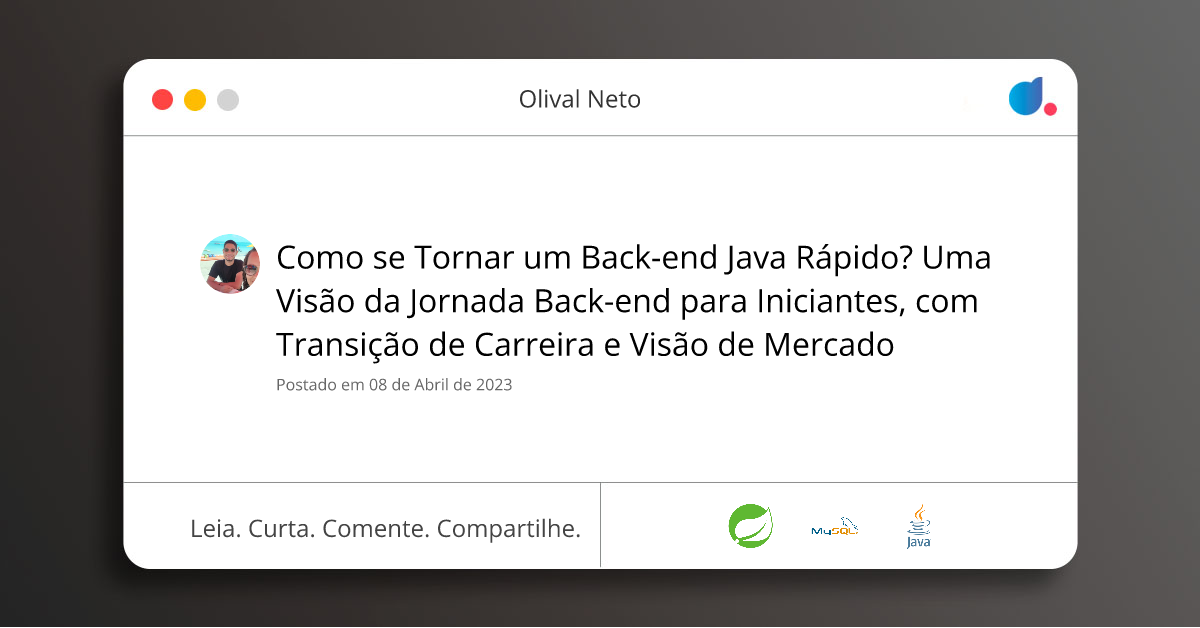 Como se Tornar um Back-end Java Rápido? Uma Visão da Jornada Back-end ...