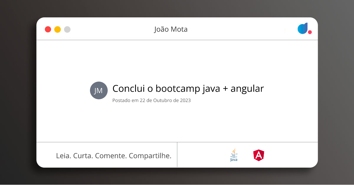 Conclui o bootcamp java + angular | João Mota | Java | Angular | DIO