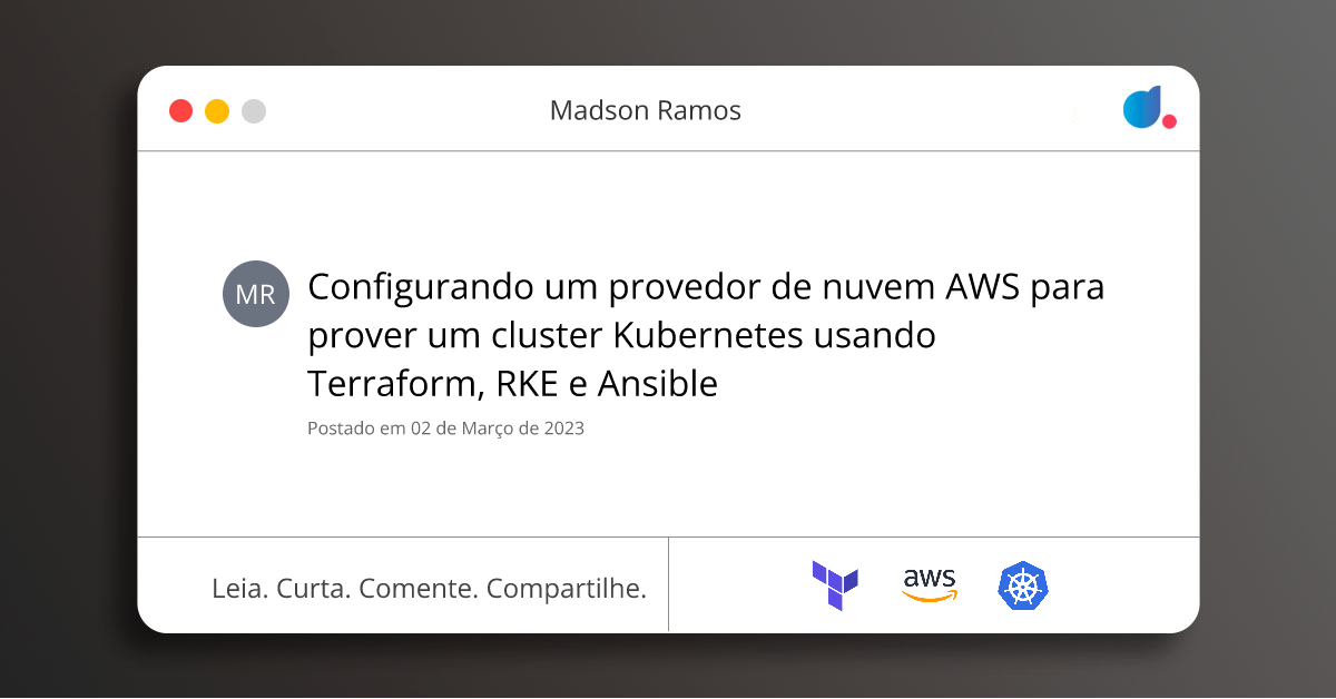 Configurando um provedor de nuvem AWS para prover um cluster Kubernetes ...