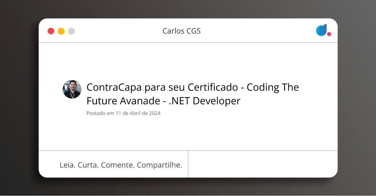 ContraCapa para seu Certificado - Coding The Future Avanade - .NET ...