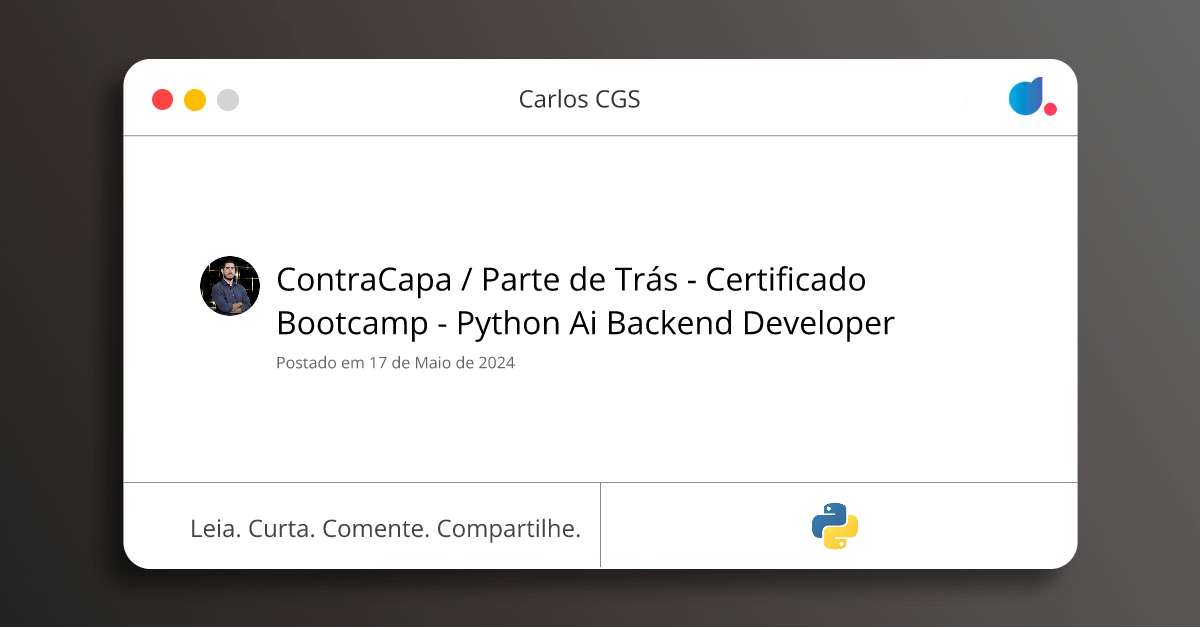 Contracapa Parte De Trás Certificado Bootcamp Python Ai Backend