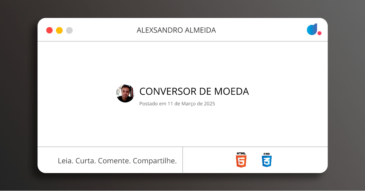 CONVERSOR DE MOEDA | ALEXSANDRO ALMEIDA | DIO