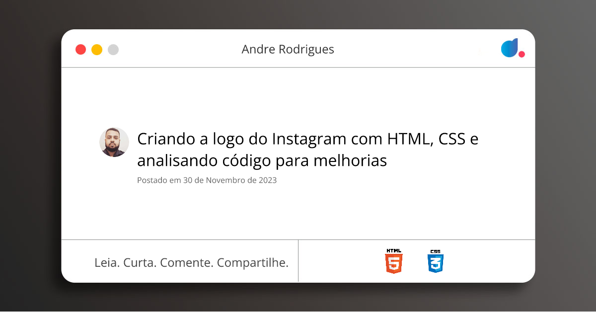 Criando a logo do Instagram com HTML, CSS e analisando código para ...