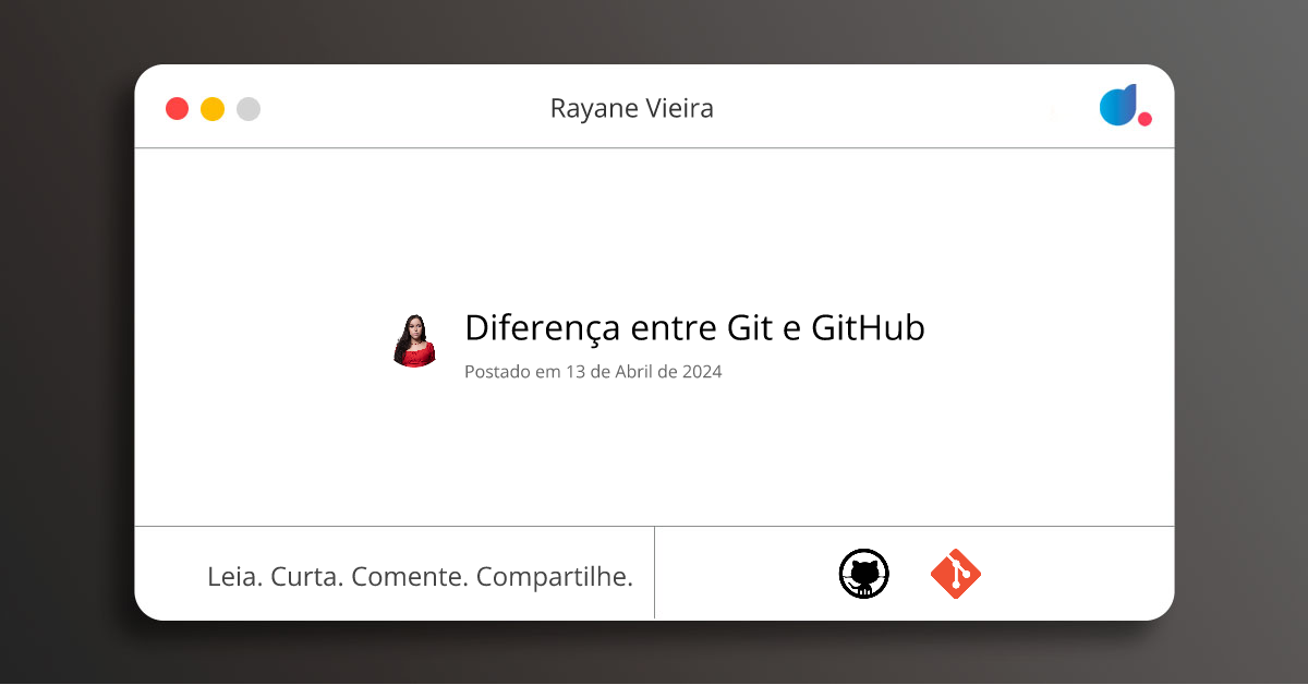 Diferença Entre Git E Github Rayane Vieira Github Git Dio