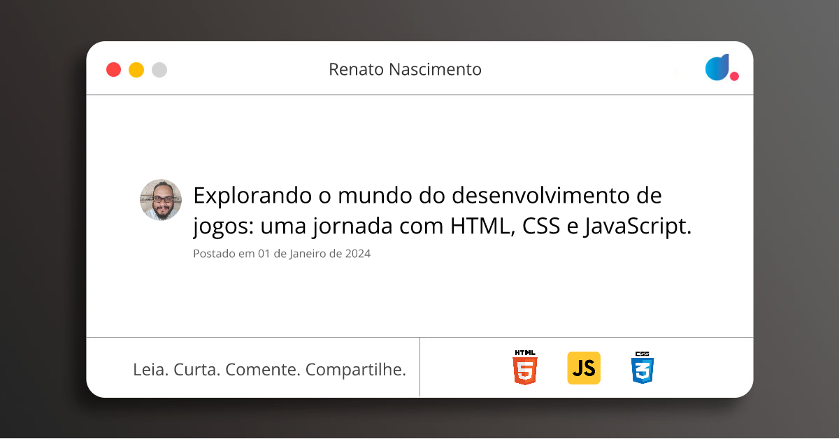 Explorando o mundo do desenvolvimento de jogos: uma jornada com HTML, CSS e JavaScript. | Renato ...