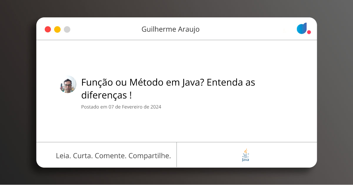 Função ou Método em Java? Entenda as diferenças ! | Guilherme Araujo ...