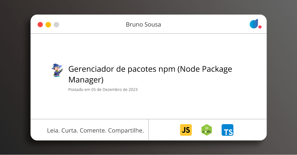 Gerenciador de pacotes npm (Node Package Manager) | Bruno Sousa ... Gerenciador de pacotes npm (Node Package Manager) | Bruno Sousa ...