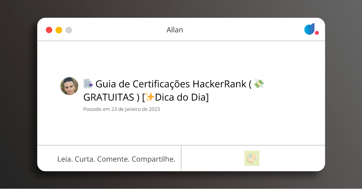 📑 Guia de Certificações HackerRank ( 💸GRATUITAS ) [ Dica do Dia ...