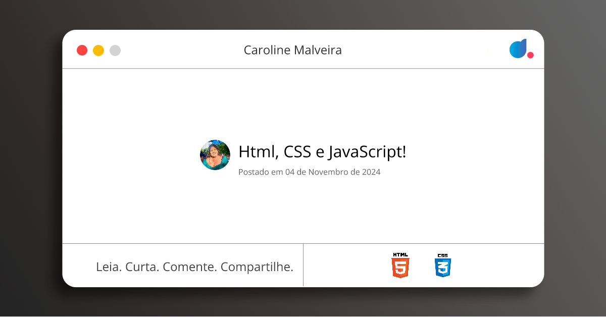 Html Css E Javascript Caroline Malveira Html Css Javascript Dio 6651