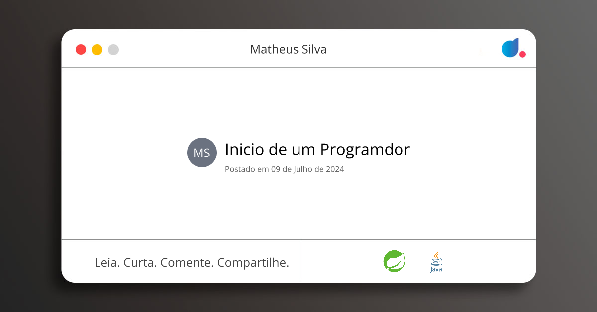 Inicio de um Programdor | Matheus Silva | Spring | Java | DIO