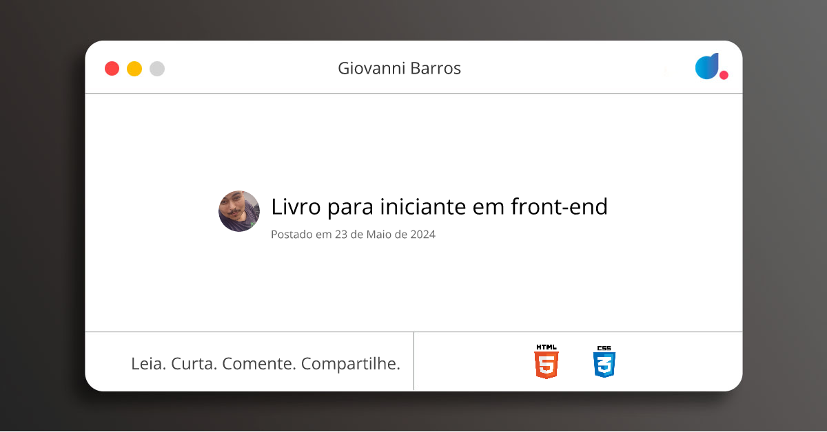 Livro para iniciante em front-end | Giovanni Barros | HTML | CSS | DIO