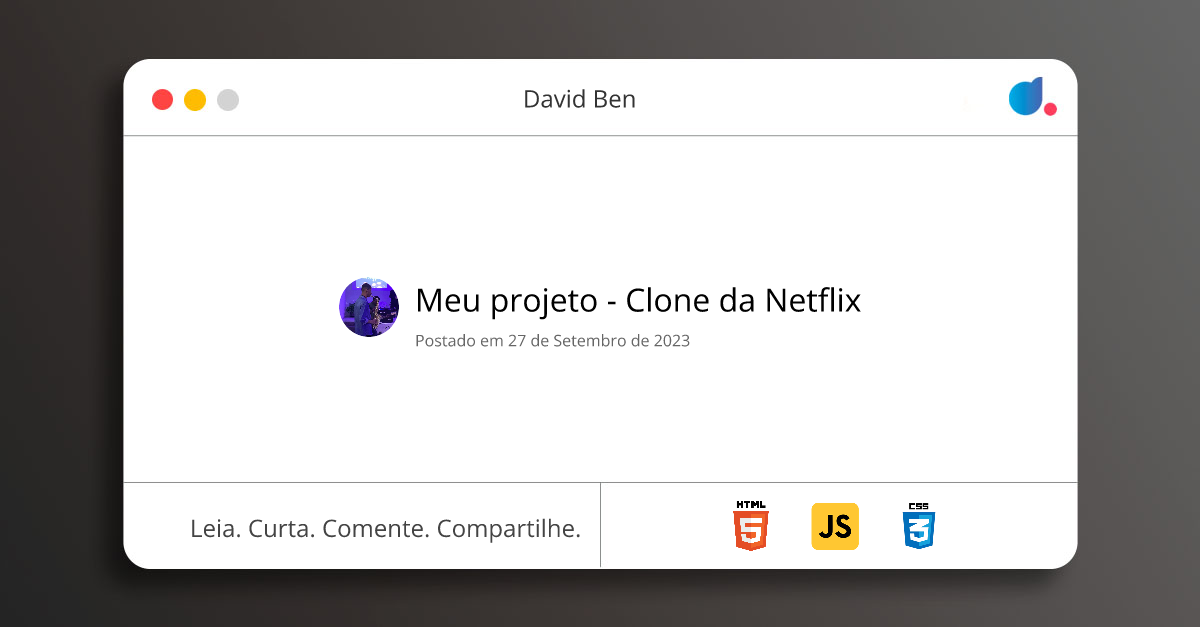 Meu projeto - Clone da Netflix | David Ben | HTML | JavaScript | CSS | DIO