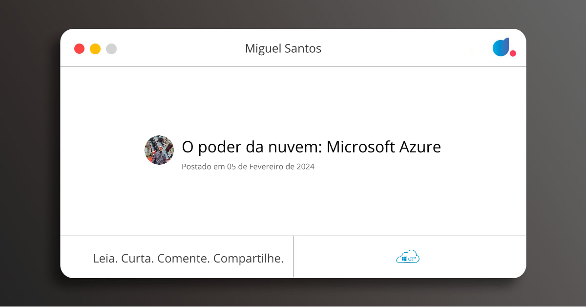 O poder da nuvem: Microsoft Azure | Miguel Santos | Azure | DIO