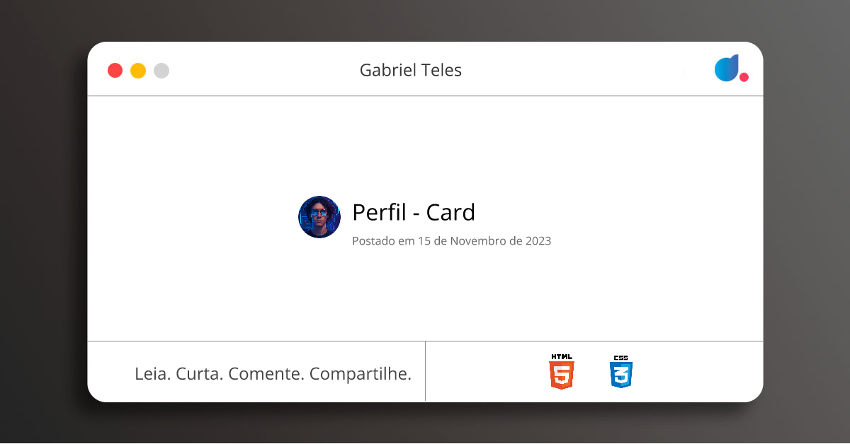 Perfil - Card | Gabriel Teles | HTML | CSS | DIO