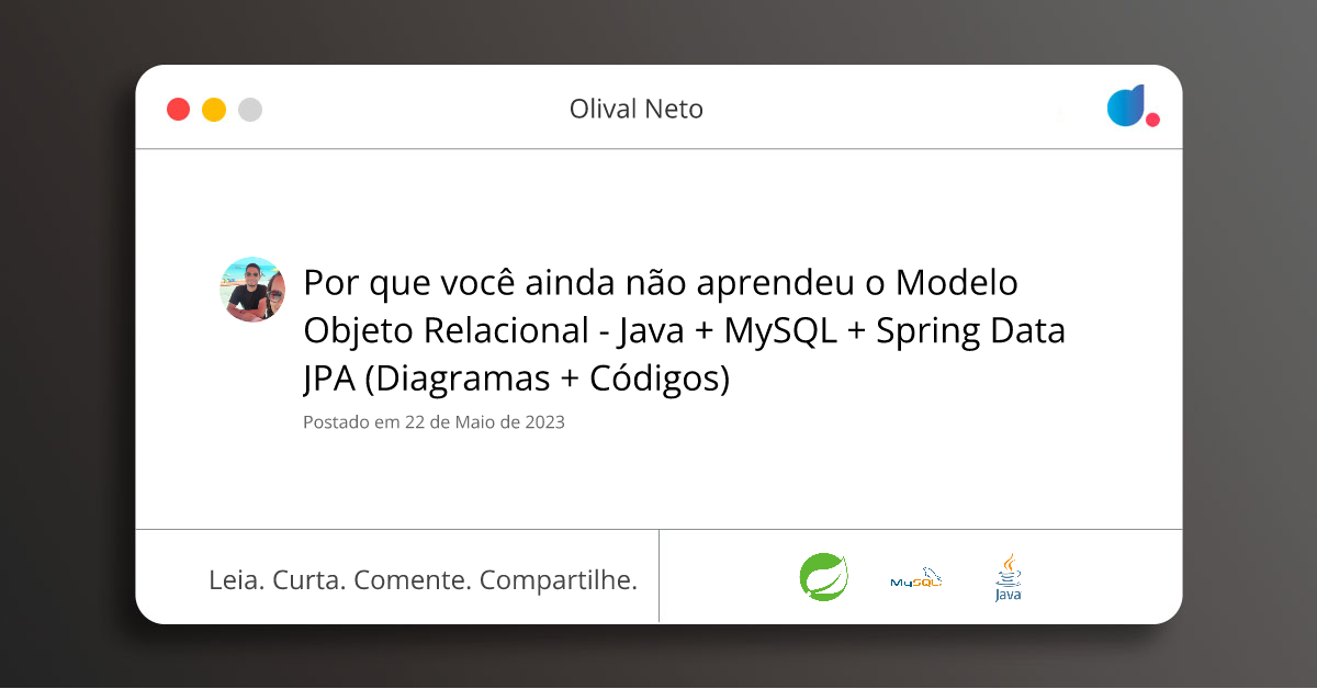Por que você ainda não aprendeu o Modelo Objeto Relacional - Java ...