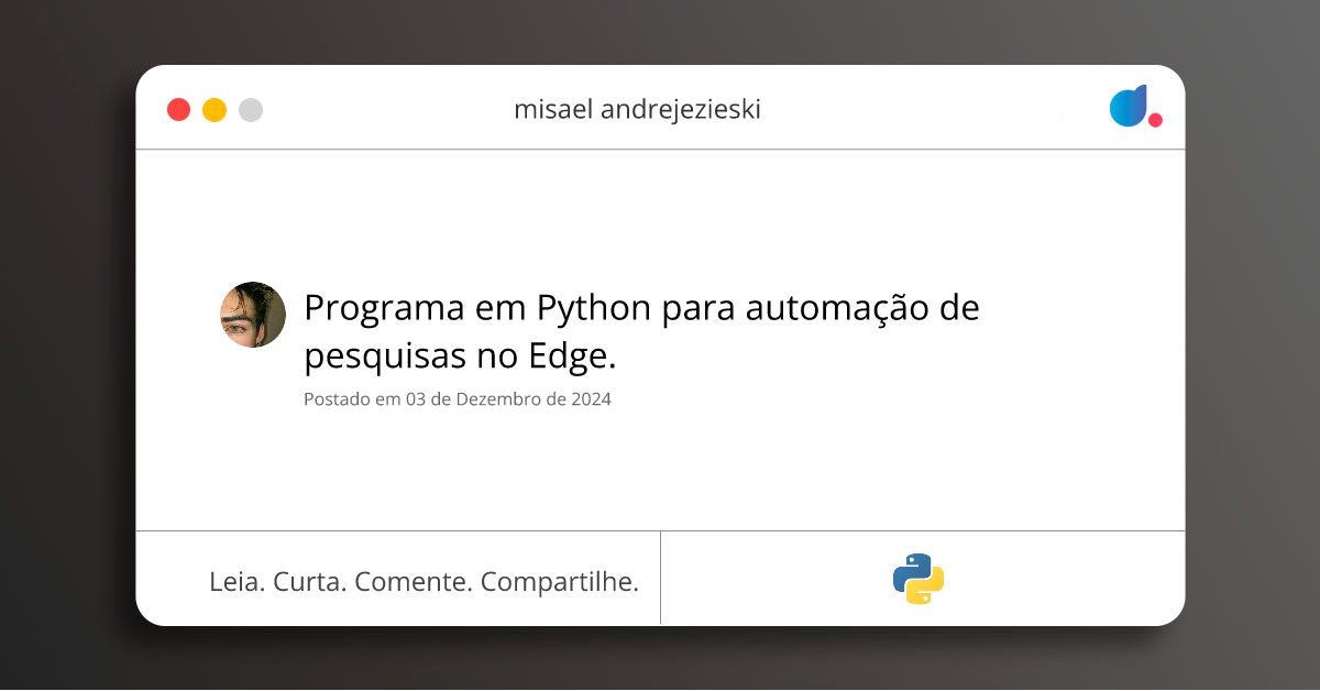 Programa em Python para automação de pesquisas no Edge. | misael ...