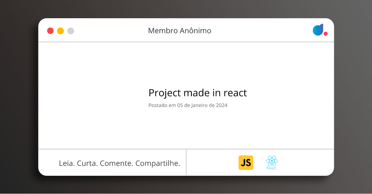 Project made in react | rgDQmI rgDQmIHvlIBfq | JavaScript | React | DIO