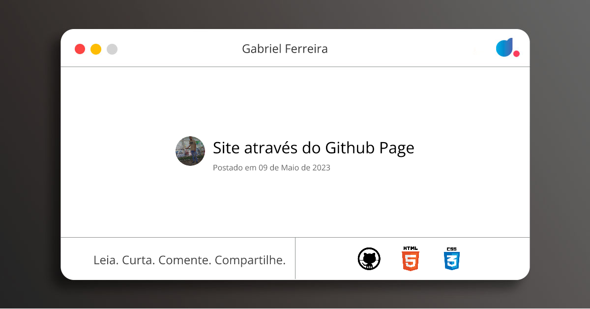 Site através do Github Page | Gabriel Ferreira | GitHub | HTML | CSS | DIO