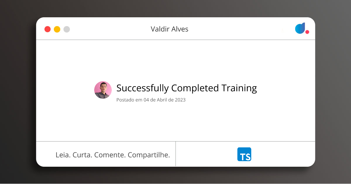 Successfully Completed Training | Valdir Alves | TypeScript | DIO