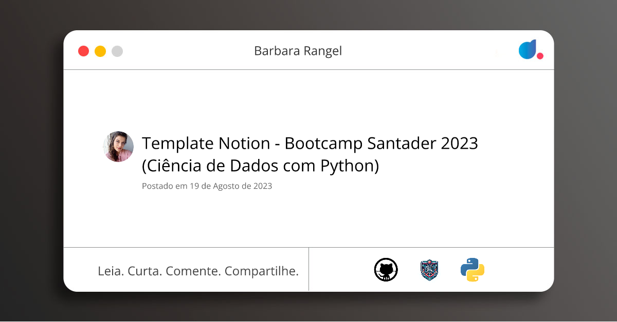 Template Notion - Bootcamp Santader 2023 (Ciência de Dados com Python) | Barbara Rangel | GitHub ...