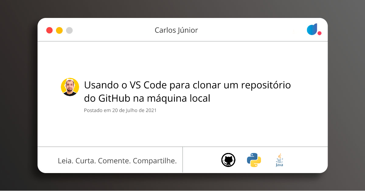 Usando o VS Code para clonar um repositório do GitHub na máquina local ...