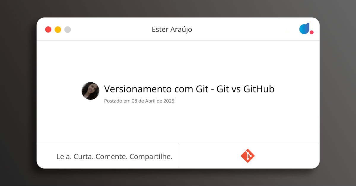 Versionamento com Git - Git vs GitHub | Ester Araújo | DIO