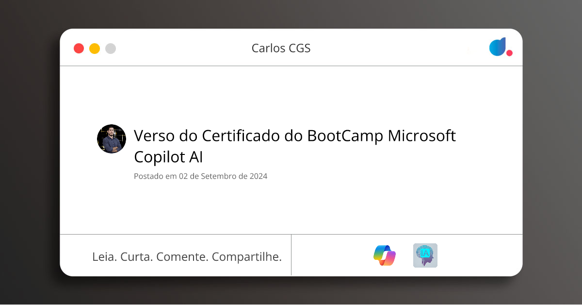 Verso do Certificado do BootCamp Microsoft Copilot AI | Carlos CGS ...